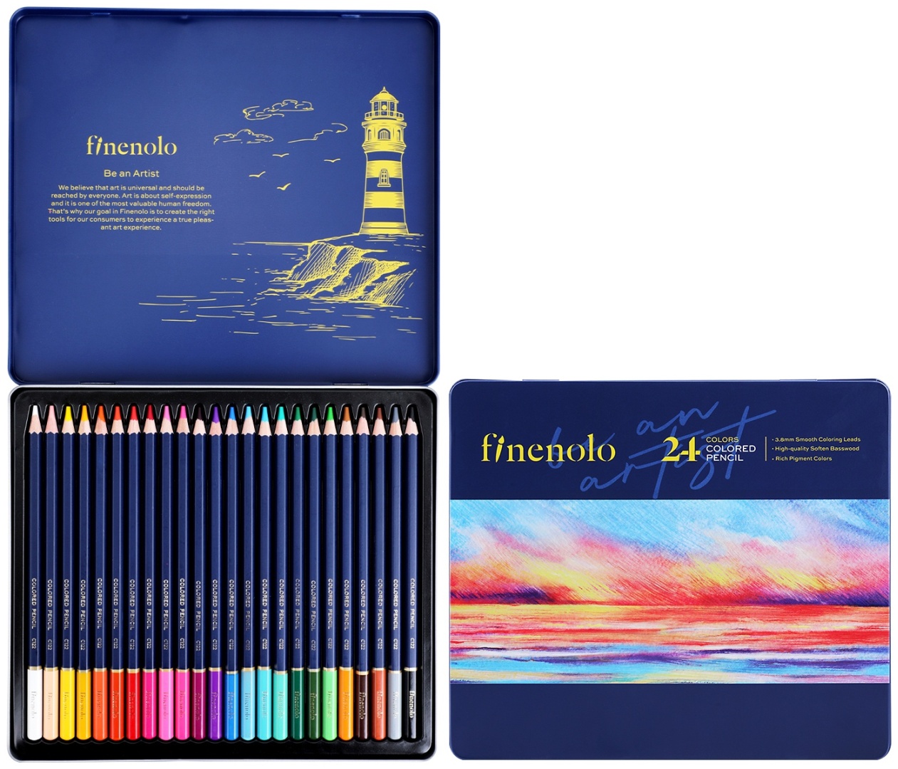 Купить Цветные карандаши Набор цветных карандашей Finenolo 24 цвета в ...