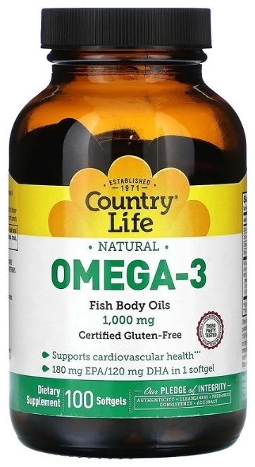 Купить Country Life Omega-3, 1,000 mg капсулы 10 шт в Алматы – Магазин ...