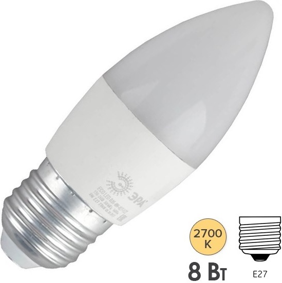 Купить Лампочка ЭРА ECO LED B35-8W-827-E27 8W E27 1 шт в Алматы ...