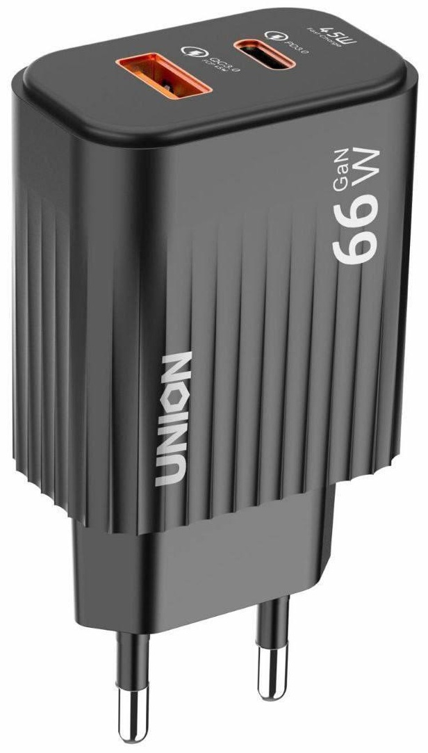 Купить Зарядное устройство Union CH082 USB Type-C, USB черный в Алматы ...