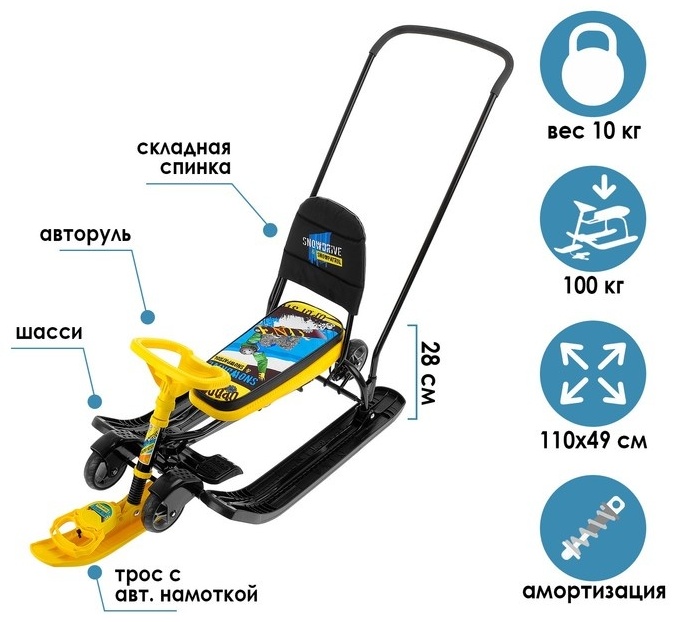 Купить Снегокат с колёсами Nika Kids Тимка спорт 6 4693411, черный в ...