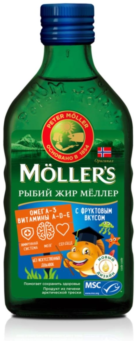 Купить Рыбий жир МЁЛЛЕР с фруктовым вкусом сироп 250 мл в Алматы ...