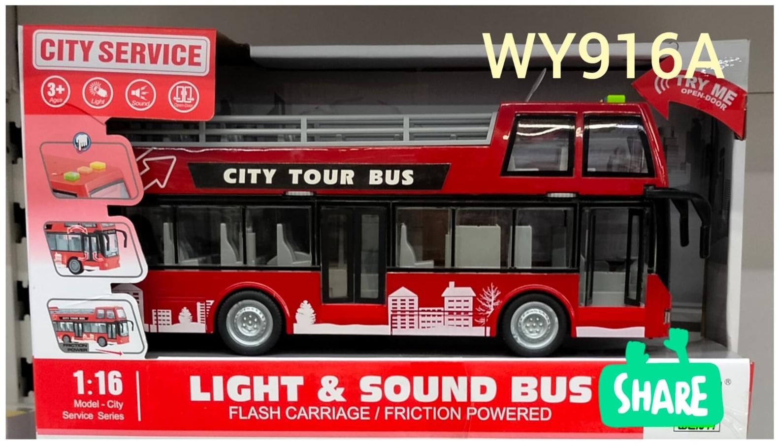 Купить City Service Bus Red WY916A , пластик, красный в Алматы ...