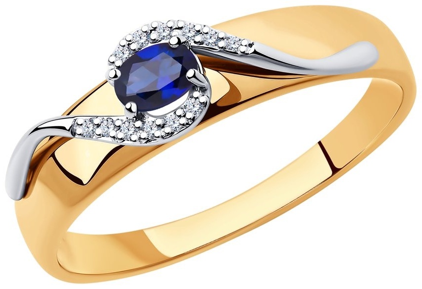 Купить Кольцо SOKOLOV 2010984_175 размер 17.5 вес 2.2 г золото, сапфир ...