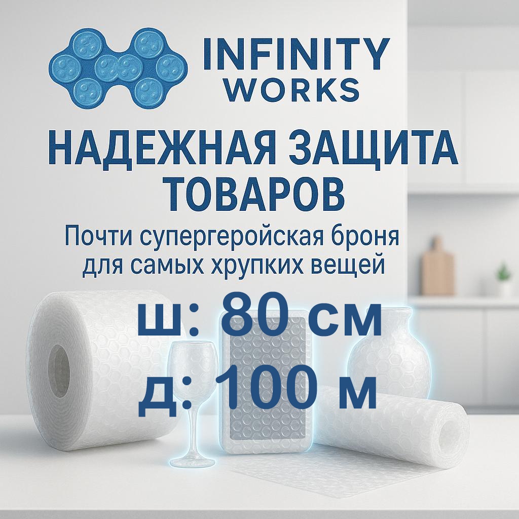 Купить Воздушно-пузырьковая пленка Infinity Works VP-80100-3.2 полиэтилен 10000 см 1 шт в Алматы ...