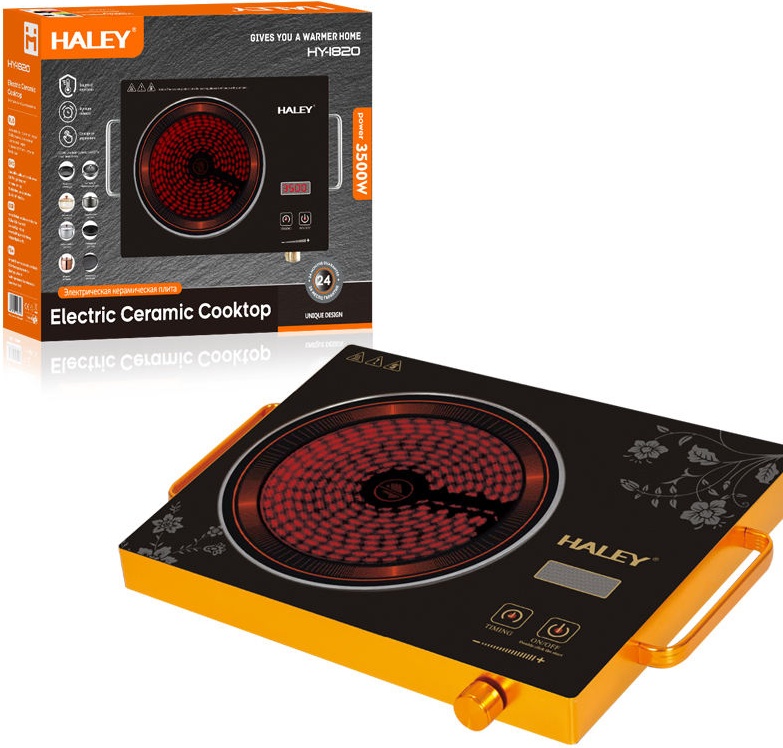 Купить Варочная поверхность Haley HY-1820 желтый, черный в Алматы – Магазин на Kaspi.kz