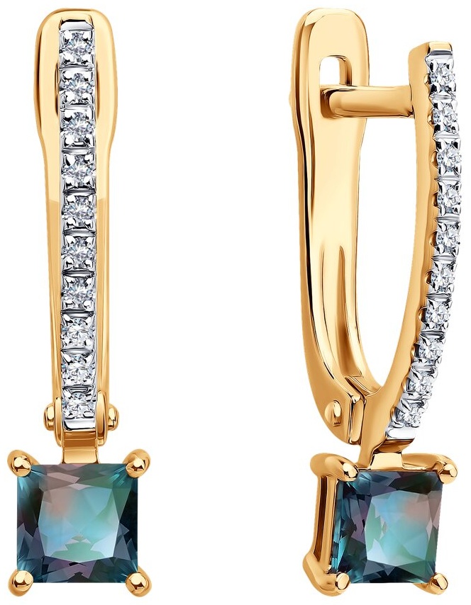 Купить Серьги Diamant 51-220-02961-1 вес 2.03 г золото, александрит в ...
