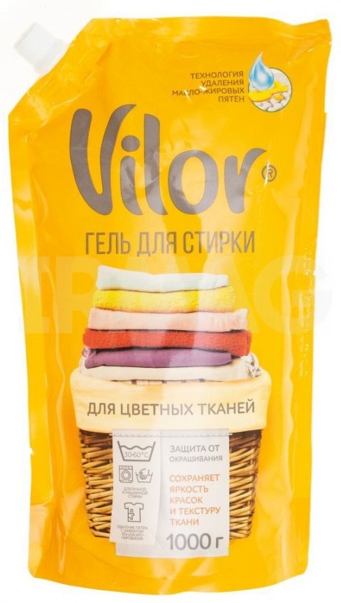 Купить Vilor Жидкое средство для стирки цветных тканей 1000 мл 1 л в ...