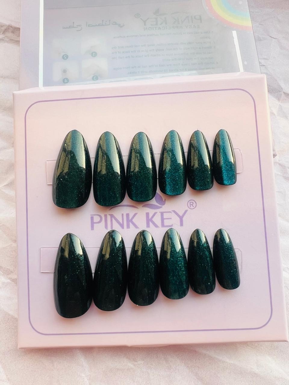 Купить Pink Key накладные ногти Cat Eyes PK2412-2 Тон 01: изумрудно ...