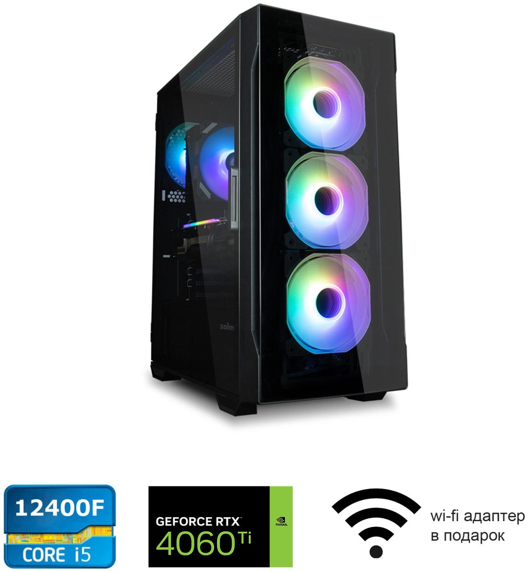 Купить Системный блок Tehnicom Core i5-12400F/ GeForce RTX 4060 TI/ 16GB/ SSD 1000 Гб/ Win 10 в ...