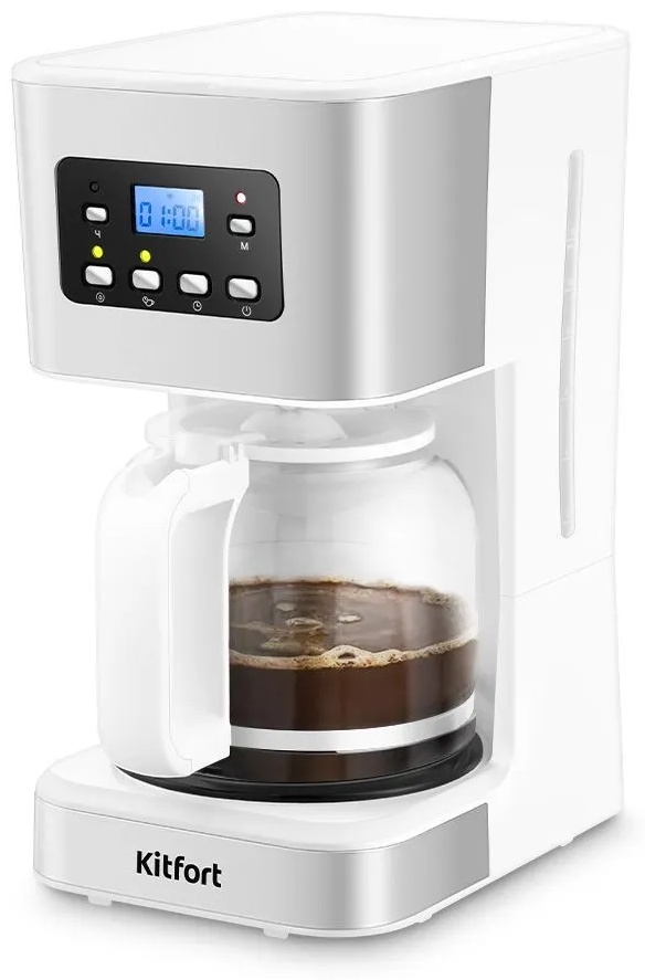 Купить Кофеварка Kitfort КТ-7629 белый, серый в Алматы – Магазин на Kaspi.kz