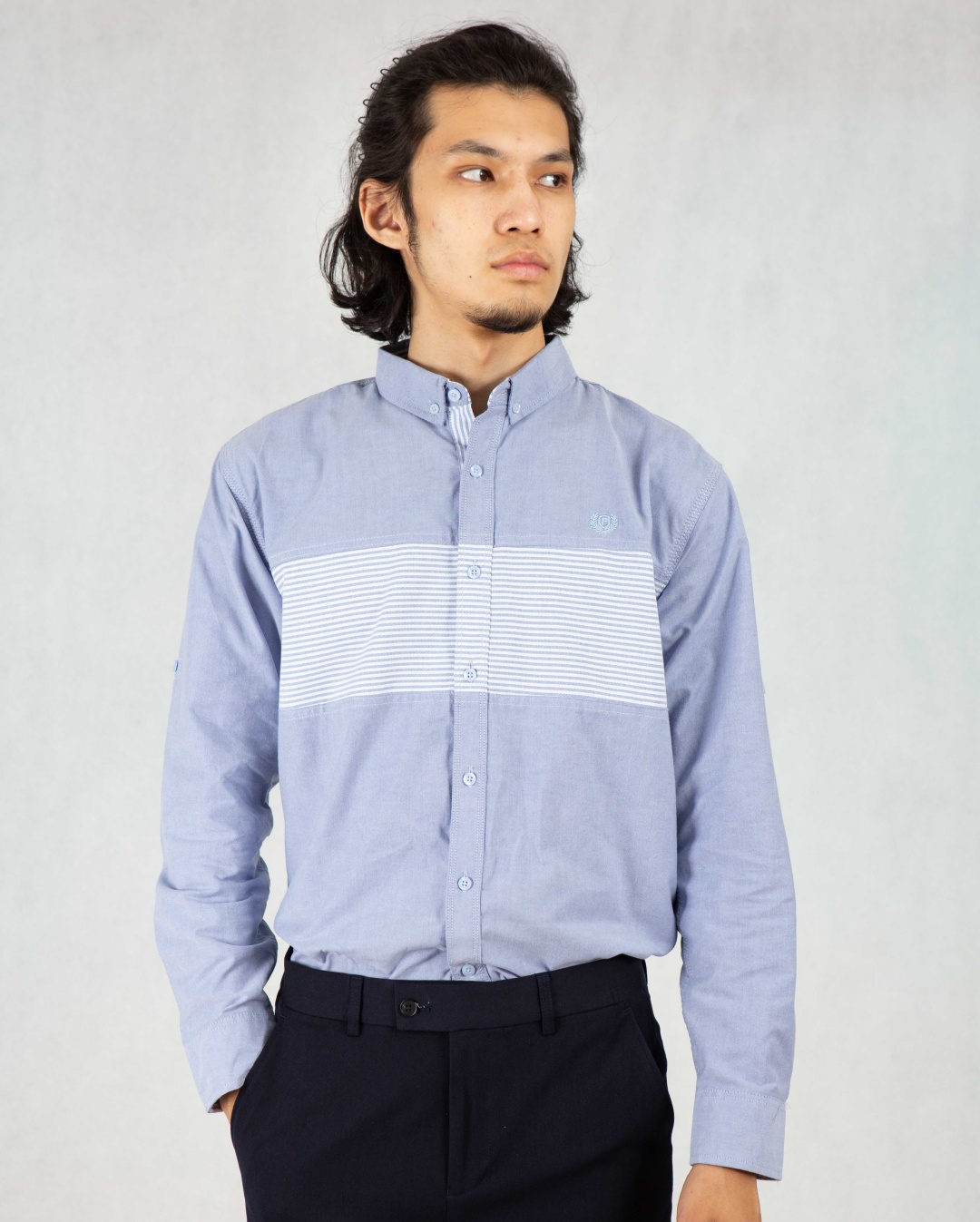 Купить Рубашка полуприталенная Hayal Hayal slim fit 8123/1,3 m-2xl голубой L в Алматы – Магазин ...