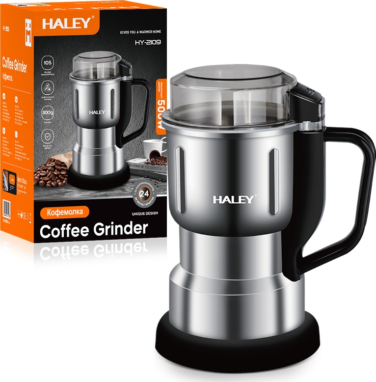 Купить Кофемолка Haley HY-2109A серебристый в Алматы – Магазин на Kaspi.kz