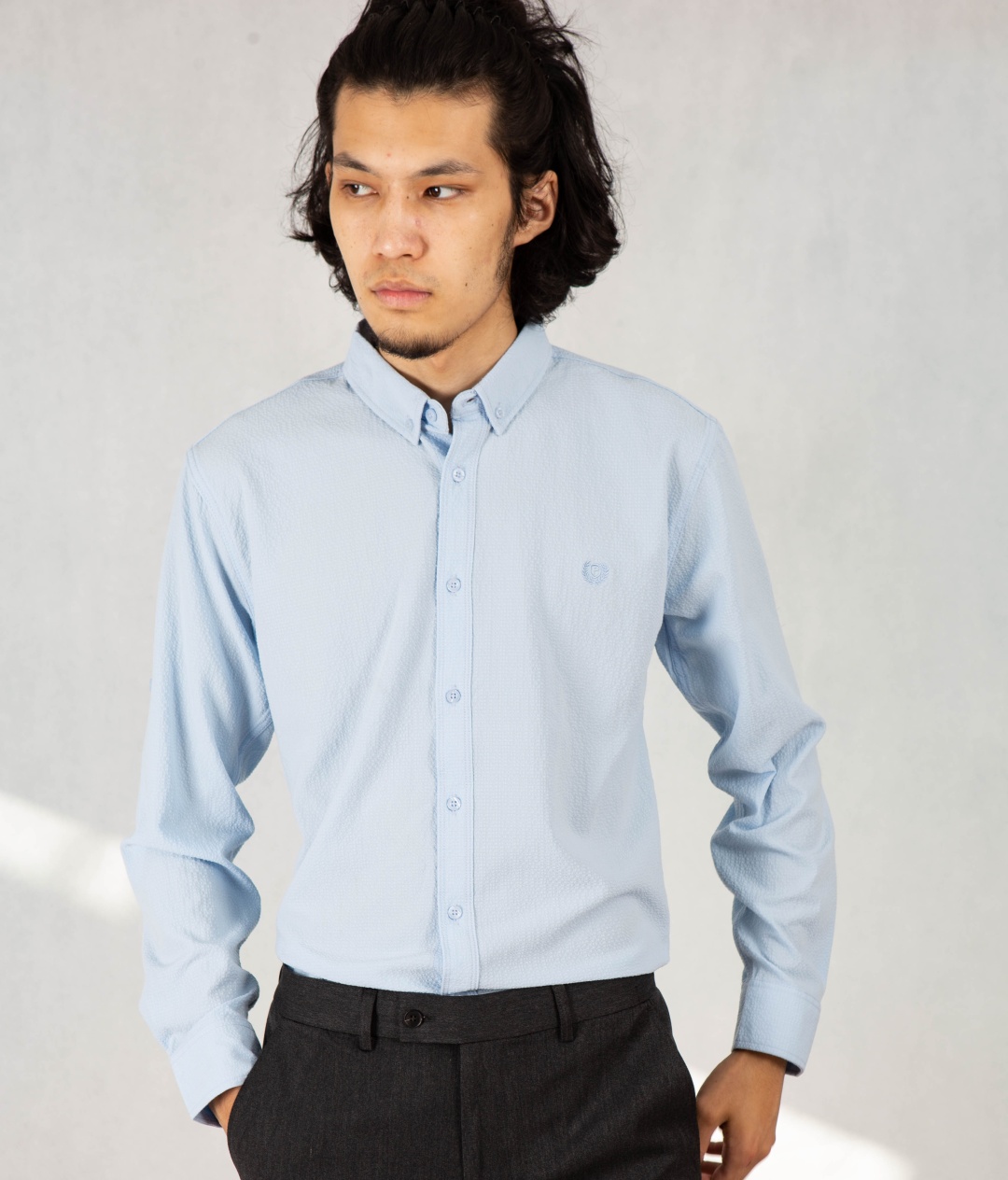 Купить Рубашка полуприталенная Hayal Hayal slim fit 8179/3,5,6 m-2xl голубой L в Алматы ...