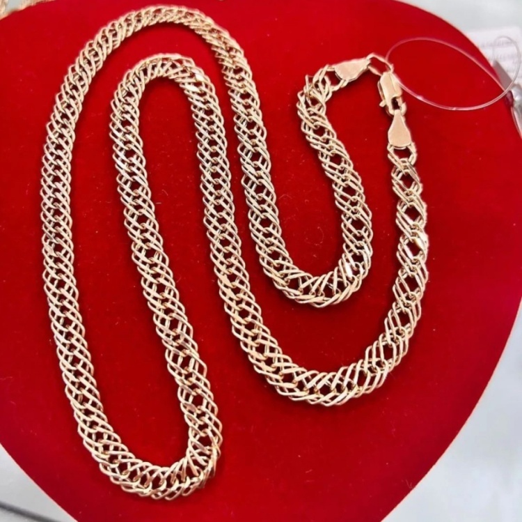 Купить Цепь KHAN ZOLOTO KHZ737-140 длина 60 см, вес 15.9 г золото, плетение тройной ромб в ...