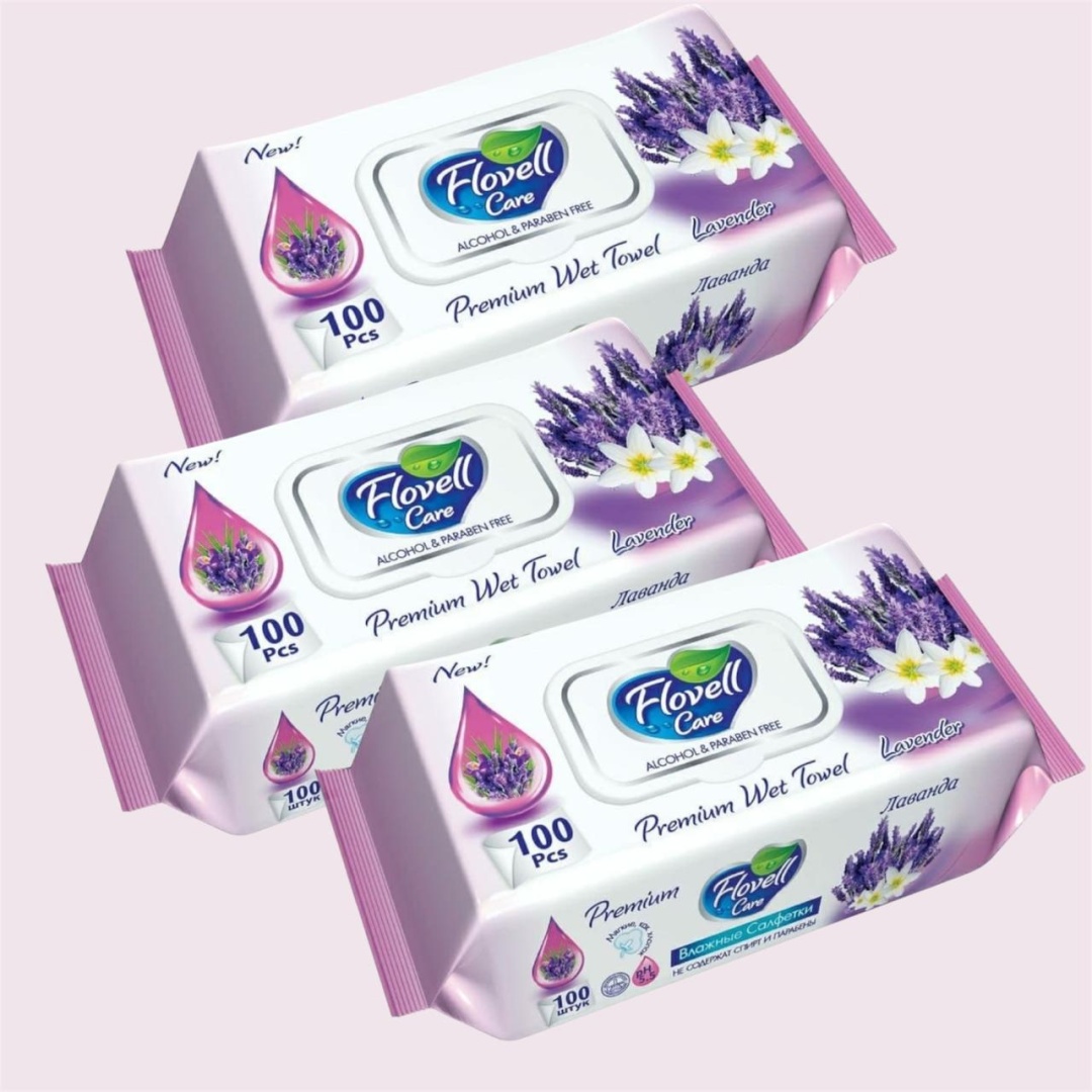 Купить Влажные салфетки Flovell Care Premium Wet Towel 100 шт в Алматы ...