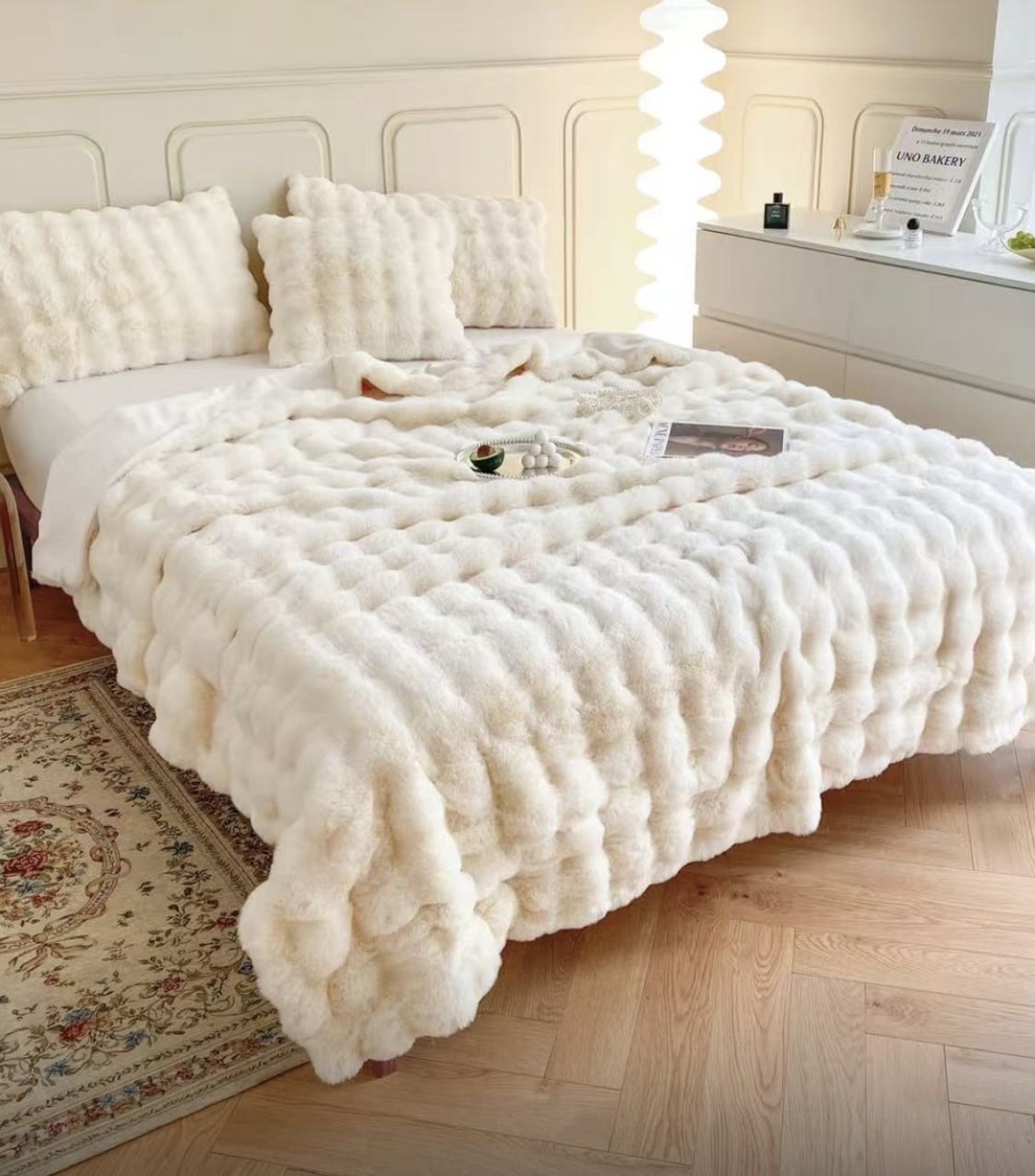 Купить Покрывало 200х230 см, искусственный мех, белый в Алматы – Магазин на Kaspi.kz