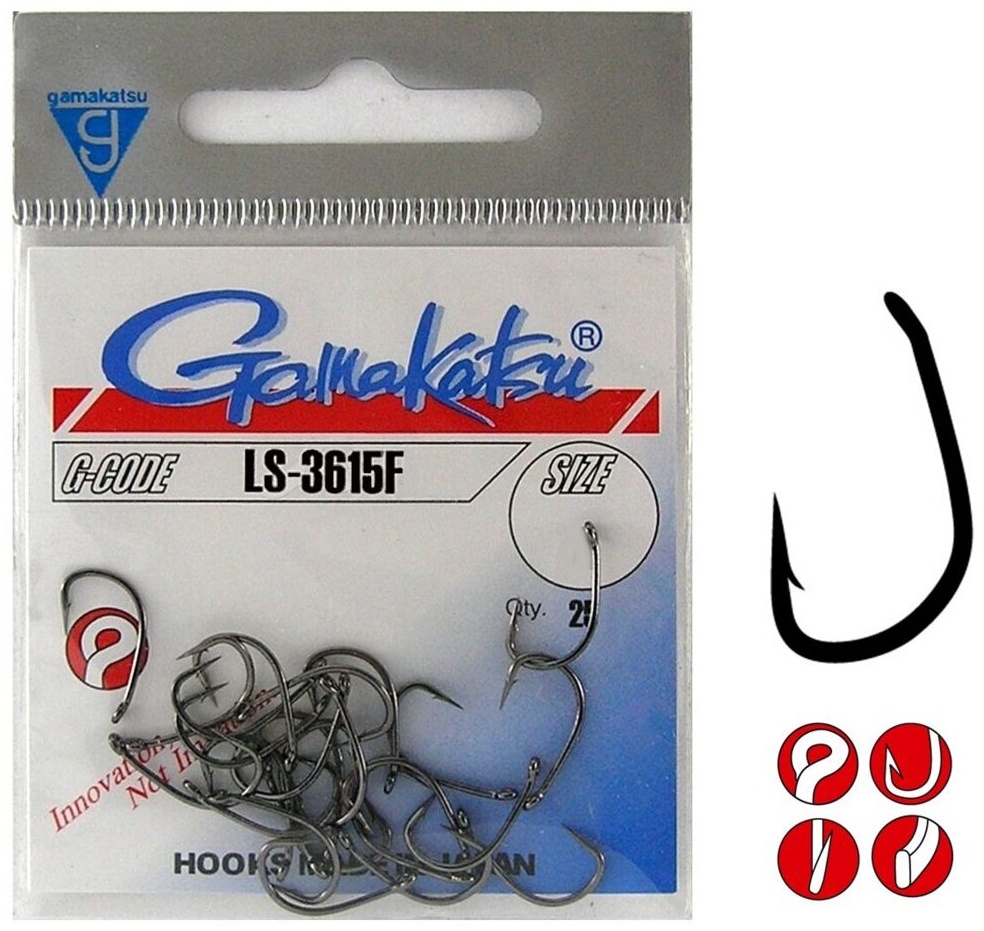 Купить Крючок для рыбалки Gamakatsu LS-3615F Black №10 одинарный черный 10 шт в Алматы – Магазин ...