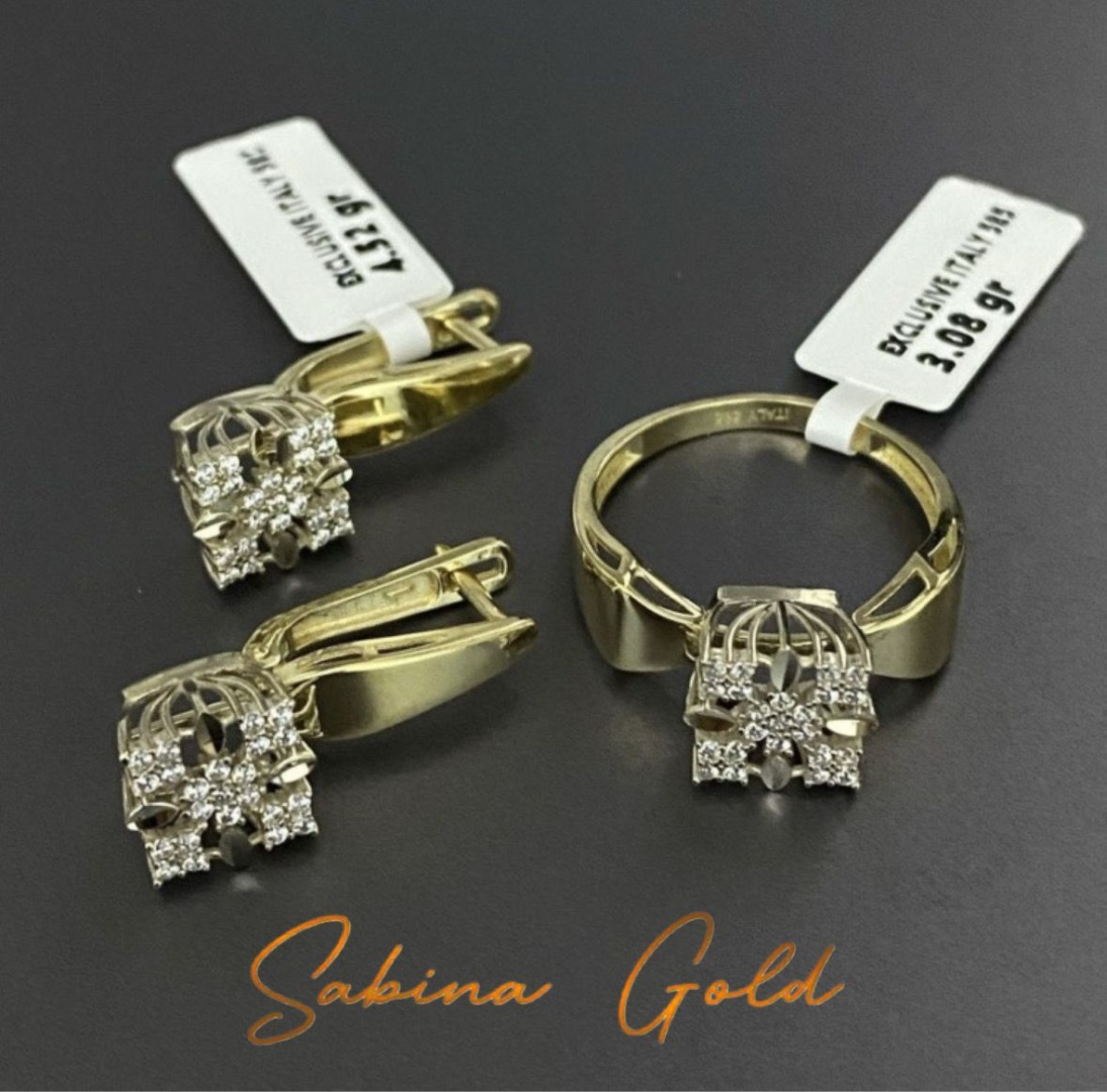 Купить Комплект Sabina Gold комплект_СерьгиКольцо_SS267 вес 5.46 г ...