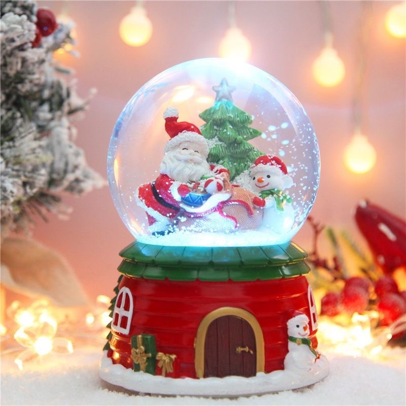 Купить Снежный новогодний шар Дед Мороз и Снеговик 17 см в Алматы ...