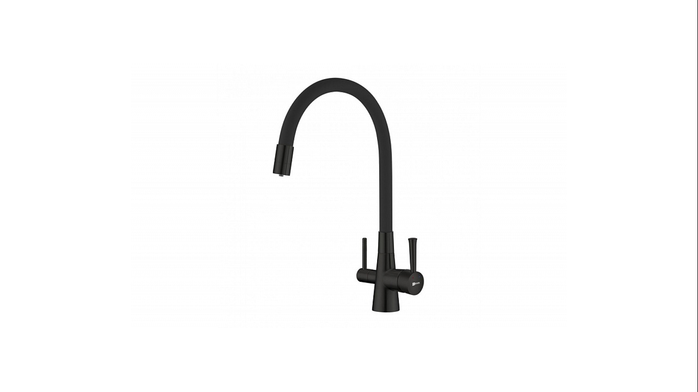 Купить Смеситель для кухни (мойки) Lemark COMFORT LM3075BL, двухзахватный черный в кредит в ...