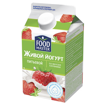 Купить Йогурт Foodmaster Питьевой Живой Клубника 2.9% 450 мл в кредит в ...