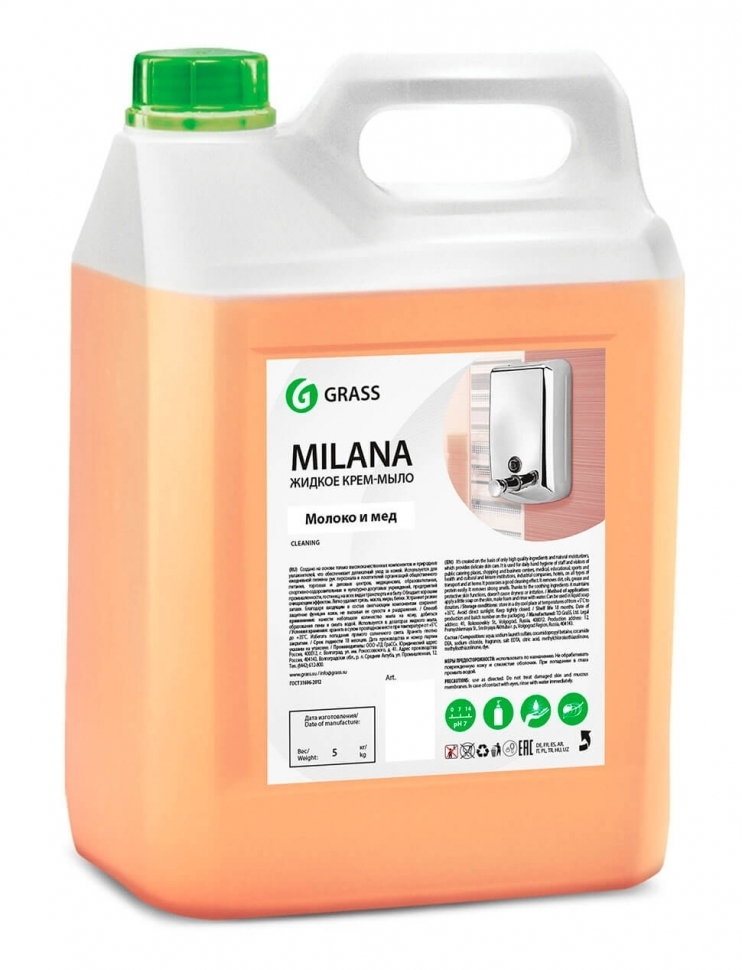 Купить Жидкое мыло туалетное Grass 126105 Milana Молоко и мед 5 л в ...