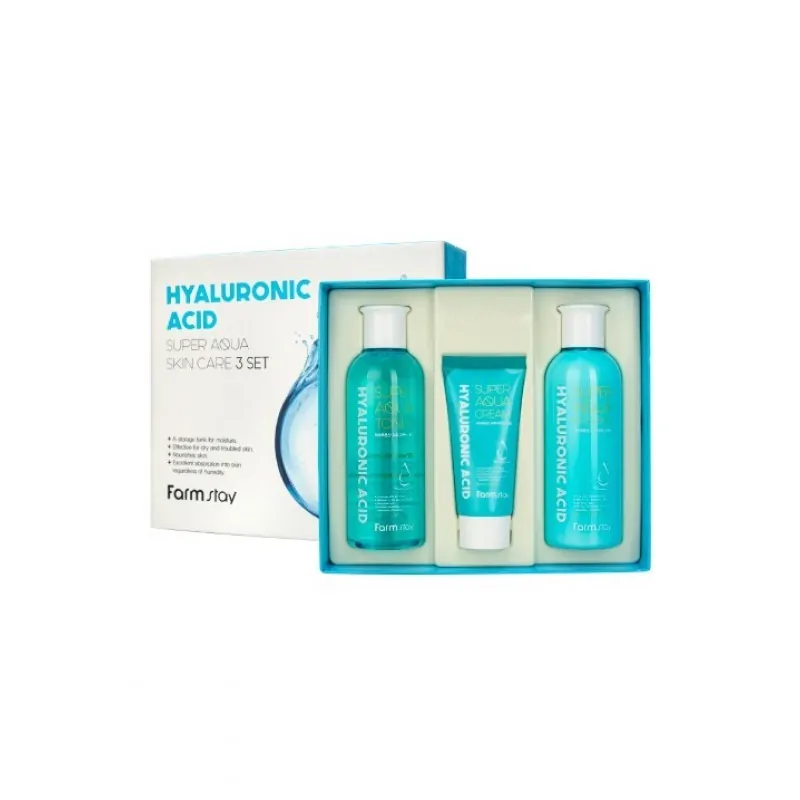 Купить Farmstay Hyaluronic Acid Super Aqua Skin Care 3 Set набор ...