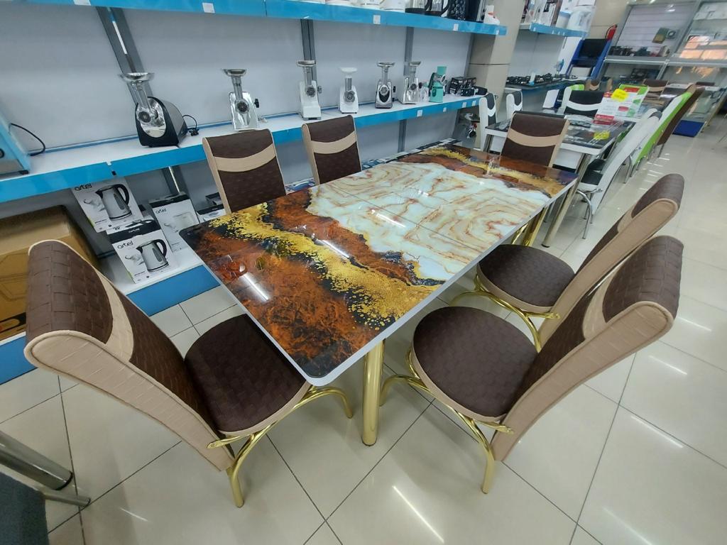 Купить Обеденный стол Bella Mebel 170x80x75 см, ЛДСП, стекло, металл ...