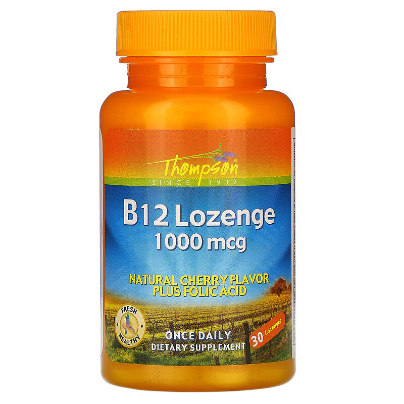 Купить Thompson витамин Vitamin B12 Lozenge 1000 мкг 30 пастилок в ...